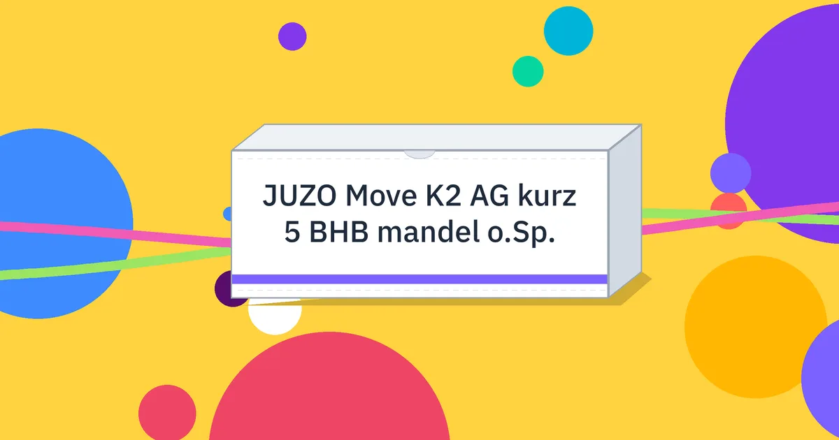 Symbolbild: Packung mit der Aufschrift JUZO Move K2 AG kurz 5 BHB mandel o.Sp. (PZN 16639419) – Verfügbarkeit und Bezug in Apotheken in Frankfurt am Main