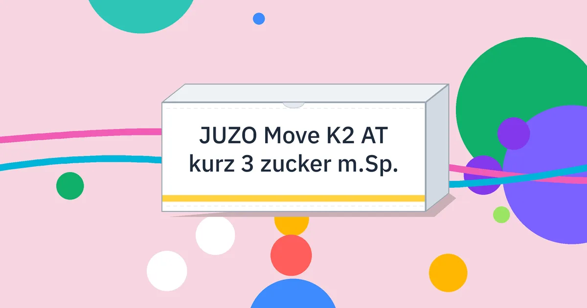 Symbolbild: Packung mit der Aufschrift JUZO Move K2 AT kurz 3 zucker m.Sp. (PZN 20673600) – Verfügbarkeit und Bezug in Apotheken in Frankfurt am Main