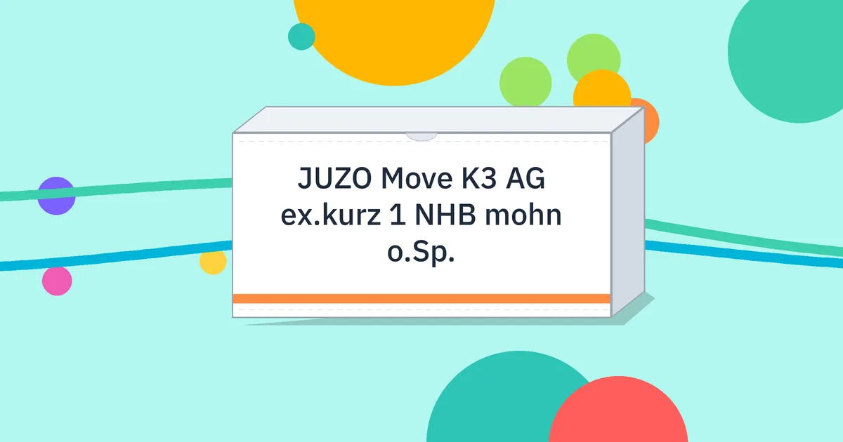 Symbolbild: Packung mit der Aufschrift JUZO Move K3 AG ex.kurz 1 NHB mohn o.Sp. (PZN 18596967) – Verfügbarkeit und Bezug in Apotheken in Frankfurt am Main