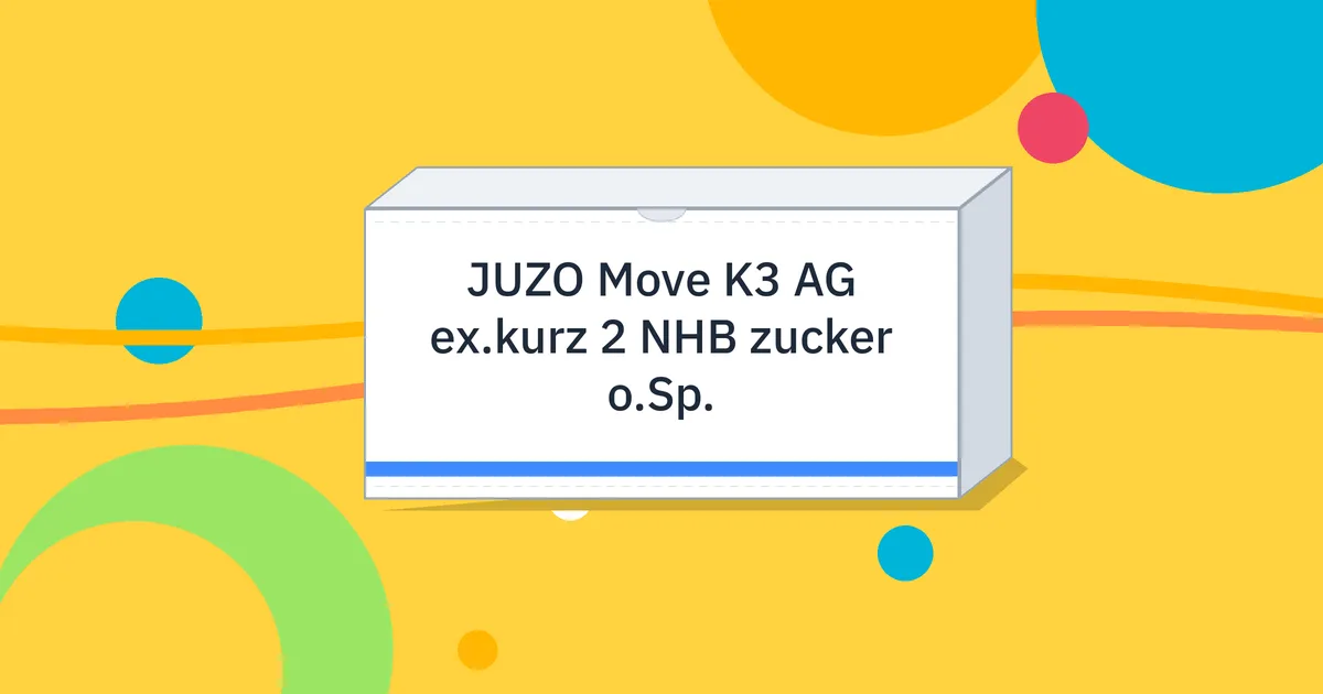 Symbolbild: Packung mit der Aufschrift JUZO Move K3 AG ex.kurz 2 NHB zucker o.Sp. (PZN 18585024) – Verfügbarkeit und Bezug in Apotheken in Frankfurt am Main