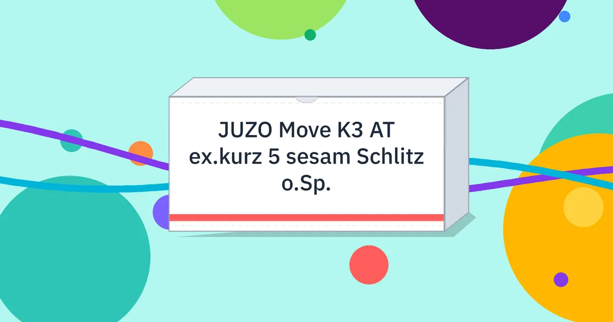 Symbolbild: Packung mit der Aufschrift JUZO Move K3 AT ex.kurz 5 sesam Schlitz o.Sp. (PZN 20682616) – Verfügbarkeit und Bezug in Apotheken in Frankfurt am Main