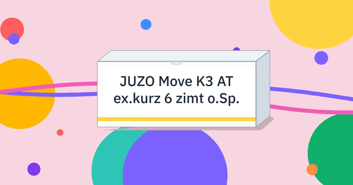 Symbolbild: Packung mit der Aufschrift JUZO Move K3 AT ex.kurz 6 zimt o.Sp. (PZN 20681522) – Verfügbarkeit und Bezug in Apotheken in Frankfurt am Main