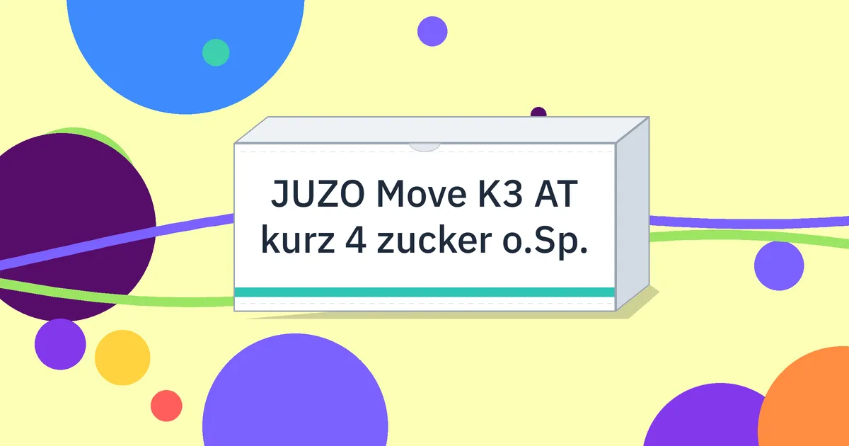 Symbolbild: Packung mit der Aufschrift JUZO Move K3 AT kurz 4 zucker o.Sp. (PZN 20684443) – Verfügbarkeit und Bezug in Apotheken in Frankfurt am Main