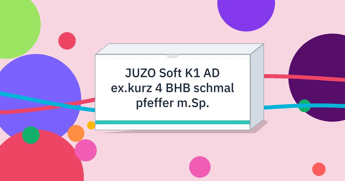 Symbolbild: Packung mit der Aufschrift JUZO Soft K1 AD ex.kurz 4 BHB schmal pfeffer m.Sp. (PZN 15462195) – Verfügbarkeit und Bezug in Apotheken in Frankfurt am Main