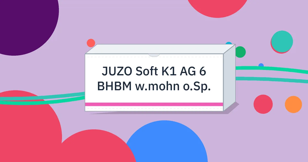 Symbolbild: Packung mit der Aufschrift JUZO Soft K1 AG 6 BHBM w.mohn o.Sp. (PZN 14865175) – Verfügbarkeit und Bezug in Apotheken in Frankfurt am Main