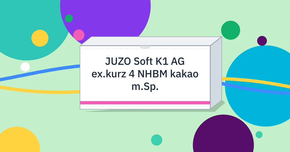 Symbolbild: Packung mit der Aufschrift JUZO Soft K1 AG ex.kurz 4 NHBM kakao m.Sp. (PZN 15017561) – Verfügbarkeit und Bezug in Apotheken in Frankfurt am Main