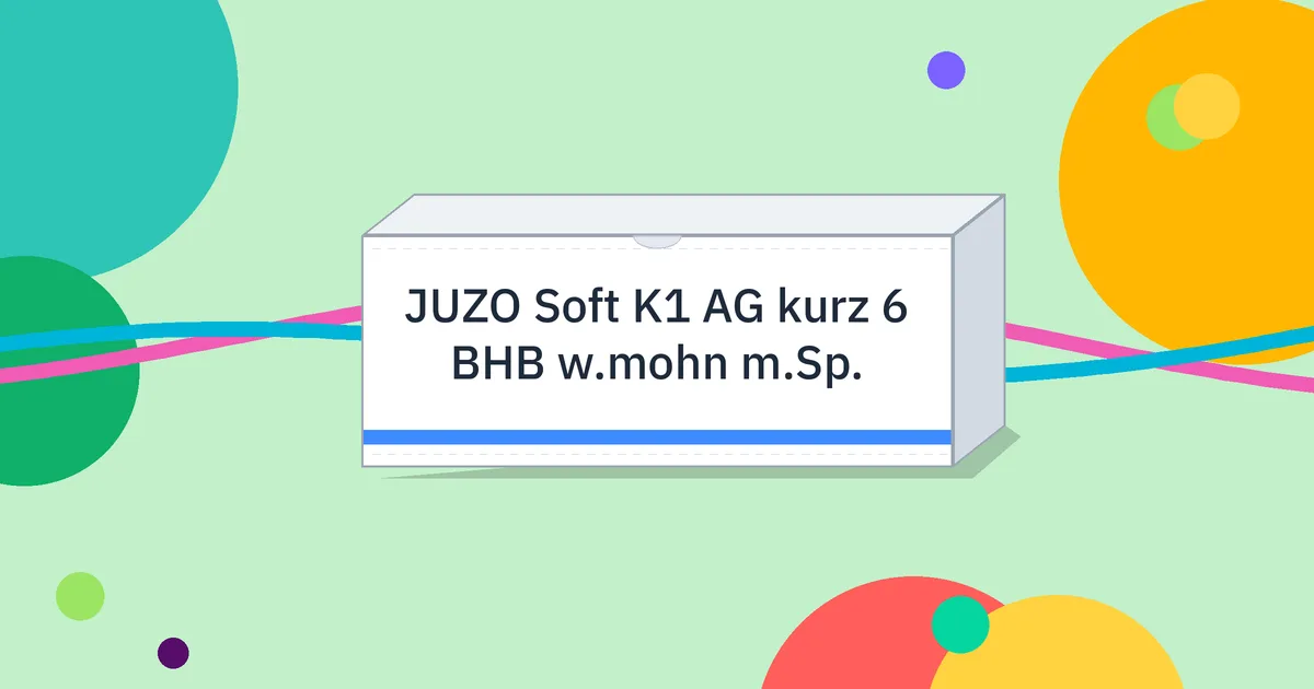 Symbolbild: Packung mit der Aufschrift JUZO Soft K1 AG kurz 6 BHB w.mohn m.Sp. (PZN 14838391) – Verfügbarkeit und Bezug in Apotheken in Frankfurt am Main