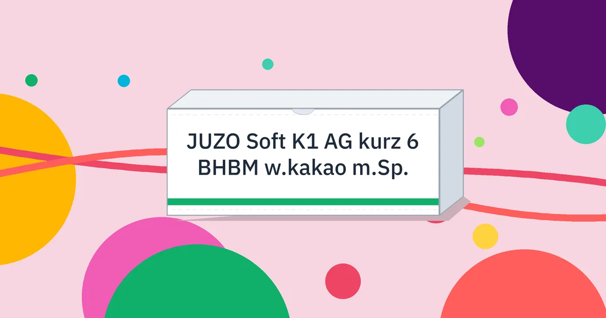 Symbolbild: Packung mit der Aufschrift JUZO Soft K1 AG kurz 6 BHBM w.kakao m.Sp. (PZN 14863928) – Verfügbarkeit und Bezug in Apotheken in Frankfurt am Main