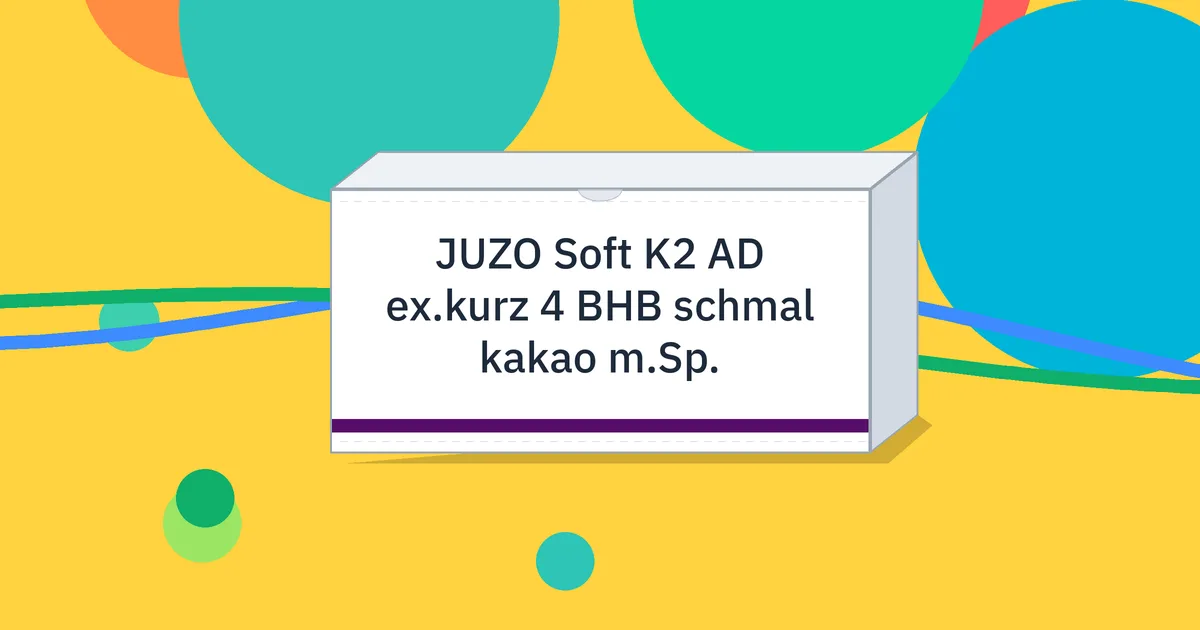 Symbolbild: Packung mit der Aufschrift JUZO Soft K2 AD ex.kurz 4 BHB schmal kakao m.Sp. (PZN 15466738) – Verfügbarkeit und Bezug in Apotheken in Frankfurt am Main
