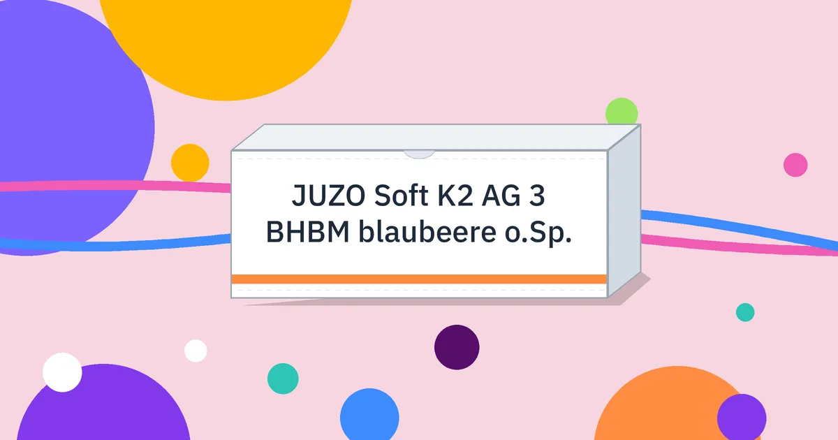 Symbolbild: Packung mit der Aufschrift JUZO Soft K2 AG 3 BHBM blaubeere o.Sp. (PZN 14861036) – Verfügbarkeit und Bezug in Apotheken in Frankfurt am Main