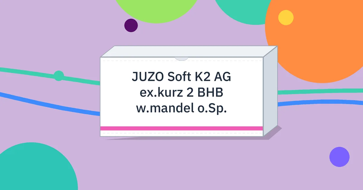 Symbolbild: Packung mit der Aufschrift JUZO Soft K2 AG ex.kurz 2 BHB w.mandel o.Sp. (PZN 14844204) – Verfügbarkeit und Bezug in Apotheken in Frankfurt am Main