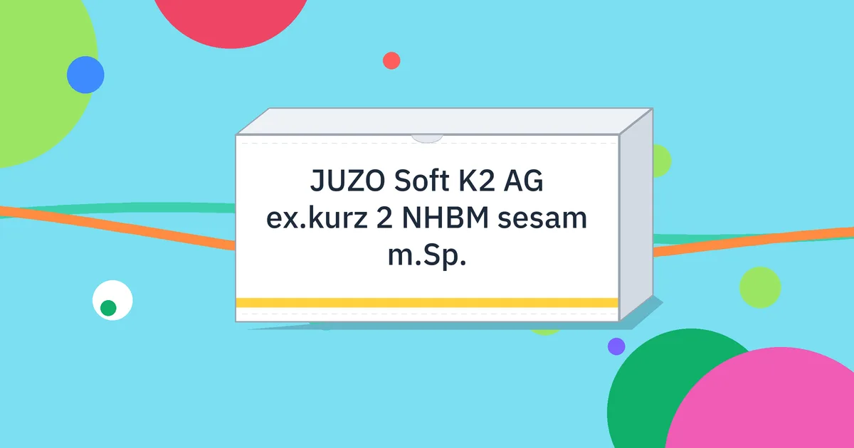 Symbolbild: Packung mit der Aufschrift JUZO Soft K2 AG ex.kurz 2 NHBM sesam m.Sp. (PZN 15021798) – Verfügbarkeit und Bezug in Apotheken in Frankfurt am Main