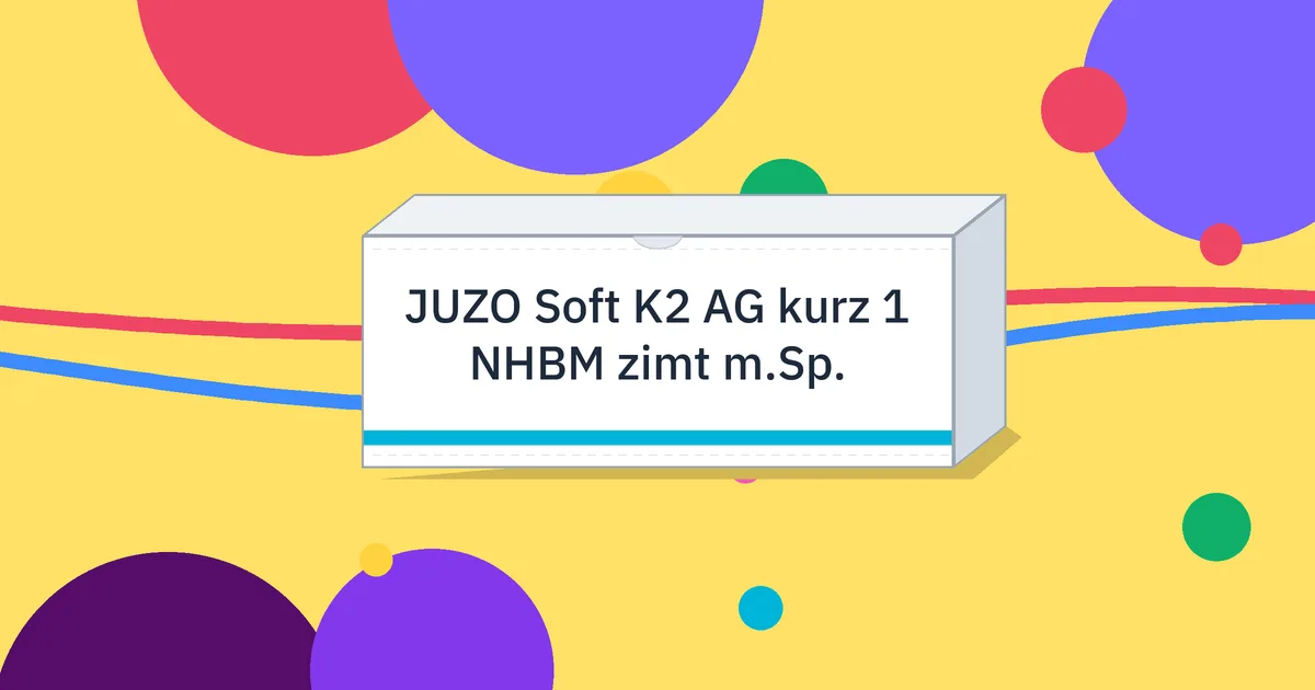 Symbolbild: Packung mit der Aufschrift JUZO Soft K2 AG kurz 1 NHBM zimt m.Sp. (PZN 15019778) – Verfügbarkeit und Bezug in Apotheken in Frankfurt am Main
