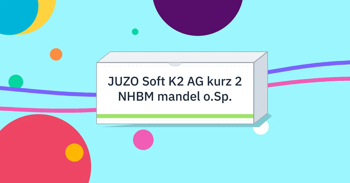Symbolbild: Packung mit der Aufschrift JUZO Soft K2 AG kurz 2 NHBM mandel o.Sp. (PZN 14998143) – Verfügbarkeit und Bezug in Apotheken in Frankfurt am Main