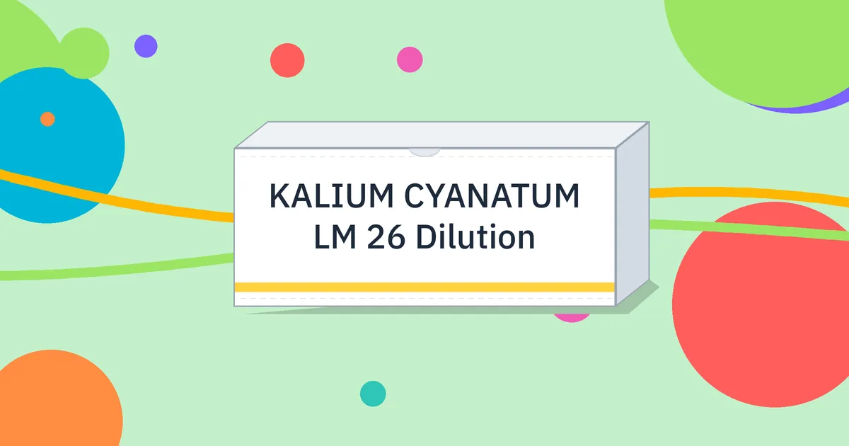 Symbolbild: Packung mit der Aufschrift KALIUM CYANATUM LM 26 Dilution (PZN 12920740) – Verfügbarkeit und Bezug in Apotheken in Frankfurt am Main