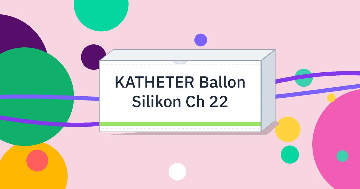 Symbolbild: Packung mit der Aufschrift KATHETER Ballon Silikon Ch 22 (PZN 07032747) – Verfügbarkeit und Bezug in Apotheken in Frankfurt am Main