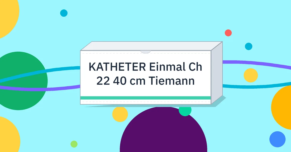 Symbolbild: Packung mit der Aufschrift KATHETER Einmal Ch 22 40 cm Tiemann (PZN 01730137) – Verfügbarkeit und Bezug in Apotheken in Frankfurt am Main