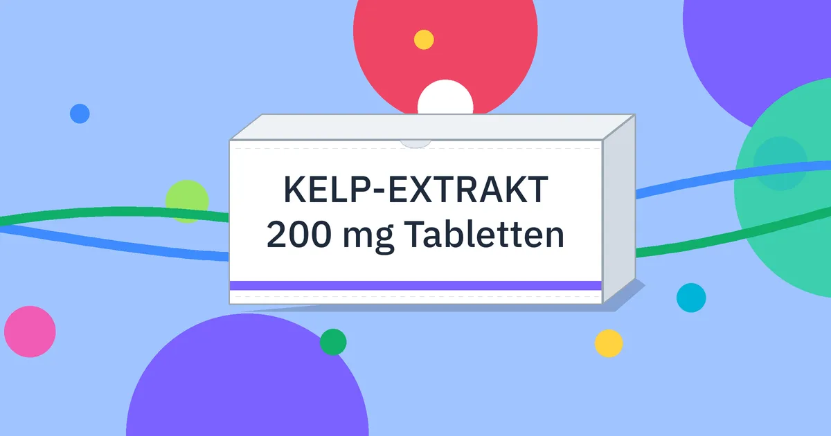 Symbolbild: Packung mit der Aufschrift KELP-EXTRAKT 200 mg Tabletten (PZN 16119878) – Verfügbarkeit und Bezug in Apotheken in Frankfurt am Main