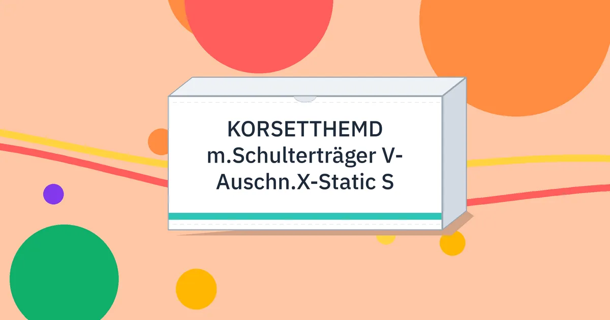 Symbolbild: Packung mit der Aufschrift KORSETTHEMD m.Schulterträger V-Auschn.X-Static S (PZN 09639643) – Verfügbarkeit und Bezug in Apotheken in Frankfurt am Main