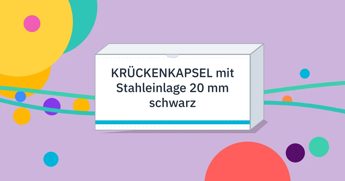 Symbolbild: Packung mit der Aufschrift KRÜCKENKAPSEL mit Stahleinlage 20 mm schwarz (PZN 10075074) – Verfügbarkeit und Bezug in Apotheken in Frankfurt am Main
