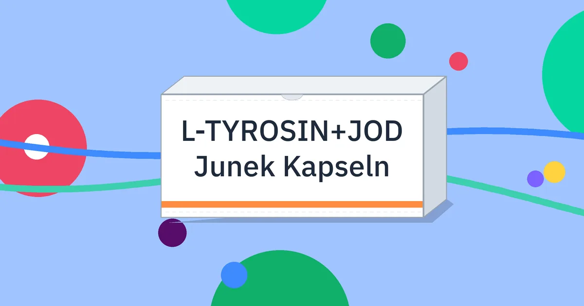 Symbolbild: Packung mit der Aufschrift L-TYROSIN+JOD Junek Kapseln (PZN 01104919) – Verfügbarkeit und Bezug in Apotheken in Frankfurt am Main