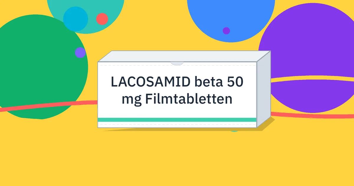 Symbolbild: Packung mit der Aufschrift LACOSAMID beta 50 mg Filmtabletten (PZN 17622964) – Verfügbarkeit und Bezug in Apotheken in Frankfurt am Main