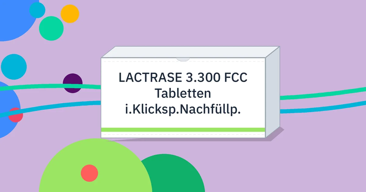 Symbolbild: Packung mit der Aufschrift LACTRASE 3.300 FCC Tabletten i.Klicksp.Nachfüllp. (PZN 18683985) – Verfügbarkeit und Bezug in Apotheken in Frankfurt am Main