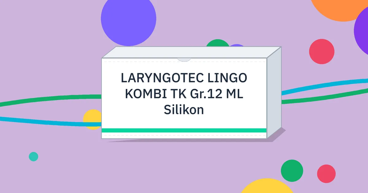 Symbolbild: Packung mit der Aufschrift LARYNGOTEC LINGO KOMBI TK Gr.12 ML Silikon (PZN 03312214) – Verfügbarkeit und Bezug in Apotheken in Frankfurt am Main