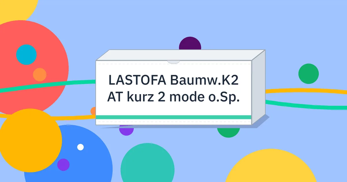 Symbolbild: Packung mit der Aufschrift LASTOFA Baumw.K2 AT kurz 2 mode o.Sp. (PZN 01952033) – Verfügbarkeit und Bezug in Apotheken in Frankfurt am Main