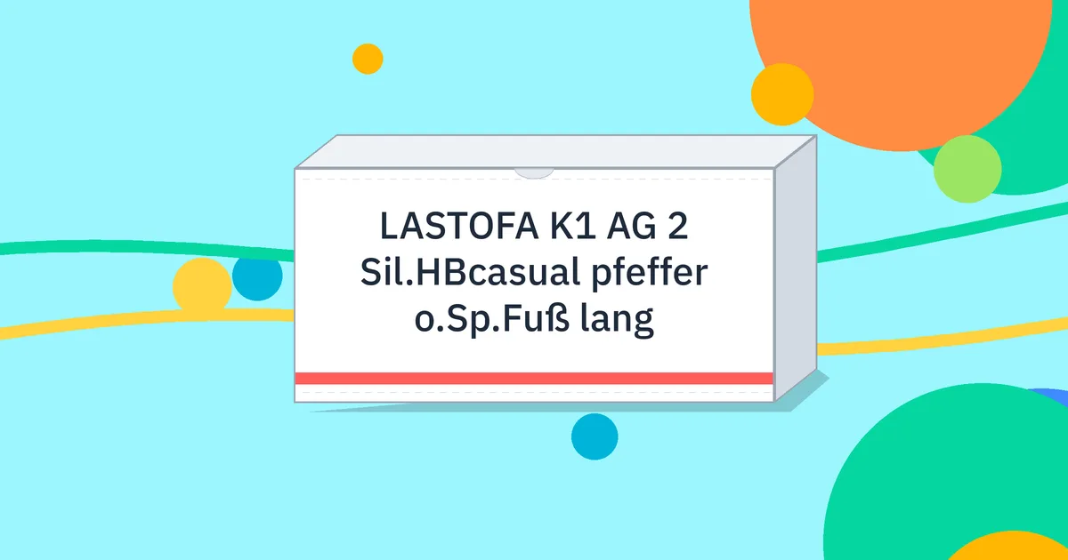 Symbolbild: Packung mit der Aufschrift LASTOFA K1 AG 2 Sil.HBcasual pfeffer o.Sp.Fuß lang (PZN 14148120) – Verfügbarkeit und Bezug in Apotheken in Frankfurt am Main
