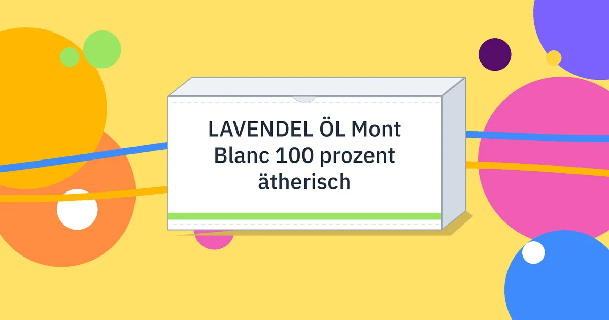 Symbolbild: Packung mit der Aufschrift LAVENDEL ÖL Mont Blanc 100 prozent ätherisch (PZN 07616721) – Verfügbarkeit und Bezug in Apotheken in Frankfurt am Main