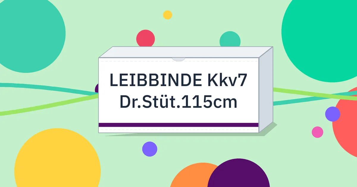 Symbolbild: Packung mit der Aufschrift LEIBBINDE Kkv7 Dr.Stüt.115cm (PZN 01966667) – Verfügbarkeit und Bezug in Apotheken in Frankfurt am Main