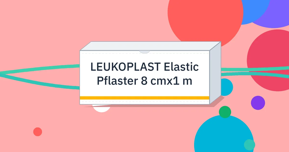 Symbolbild: Packung mit der Aufschrift LEUKOPLAST Elastic Pflaster 8 cmx1 m (PZN 14219819) – Verfügbarkeit und Bezug in Apotheken in Frankfurt am Main