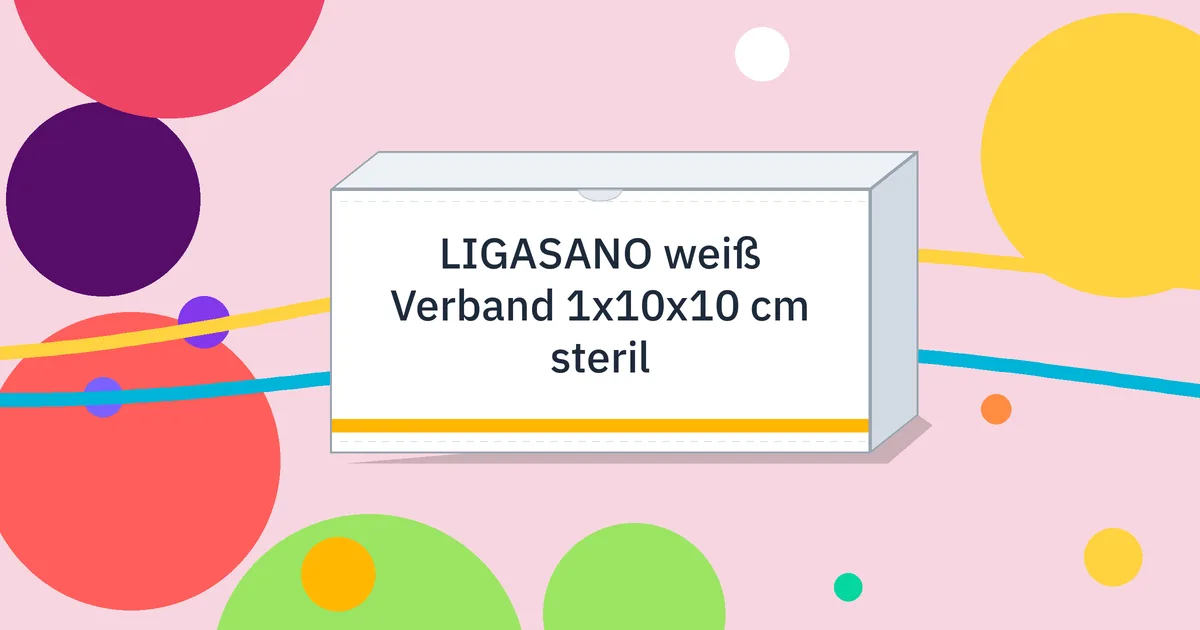 Symbolbild: Packung mit der Aufschrift LIGASANO weiß Verband 1x10x10 cm steril (PZN 19054033) – Verfügbarkeit und Bezug in Apotheken in Frankfurt am Main