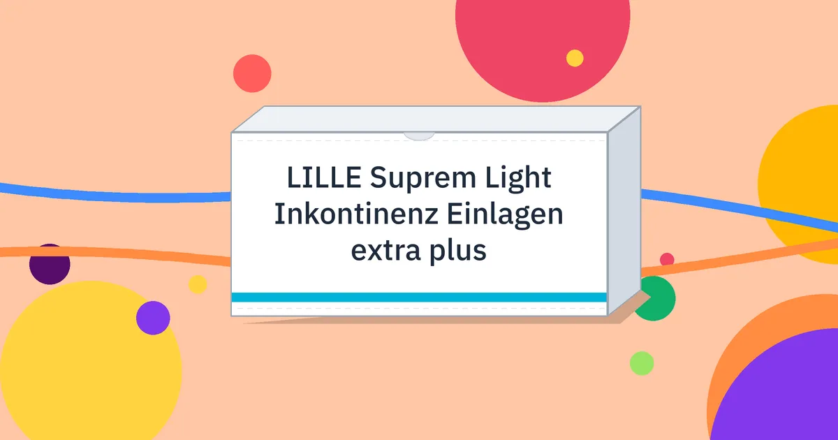 Symbolbild: Packung mit der Aufschrift LILLE Suprem Light Inkontinenz Einlagen extra plus (PZN 19202456) – Verfügbarkeit und Bezug in Apotheken in Frankfurt am Main