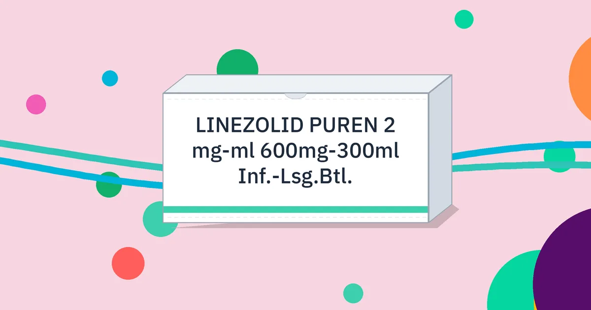 Symbolbild: Packung mit der Aufschrift LINEZOLID PUREN 2 mg-ml 600mg-300ml Inf.-Lsg.Btl. (PZN 13835657) – Verfügbarkeit und Bezug in Apotheken in Frankfurt am Main