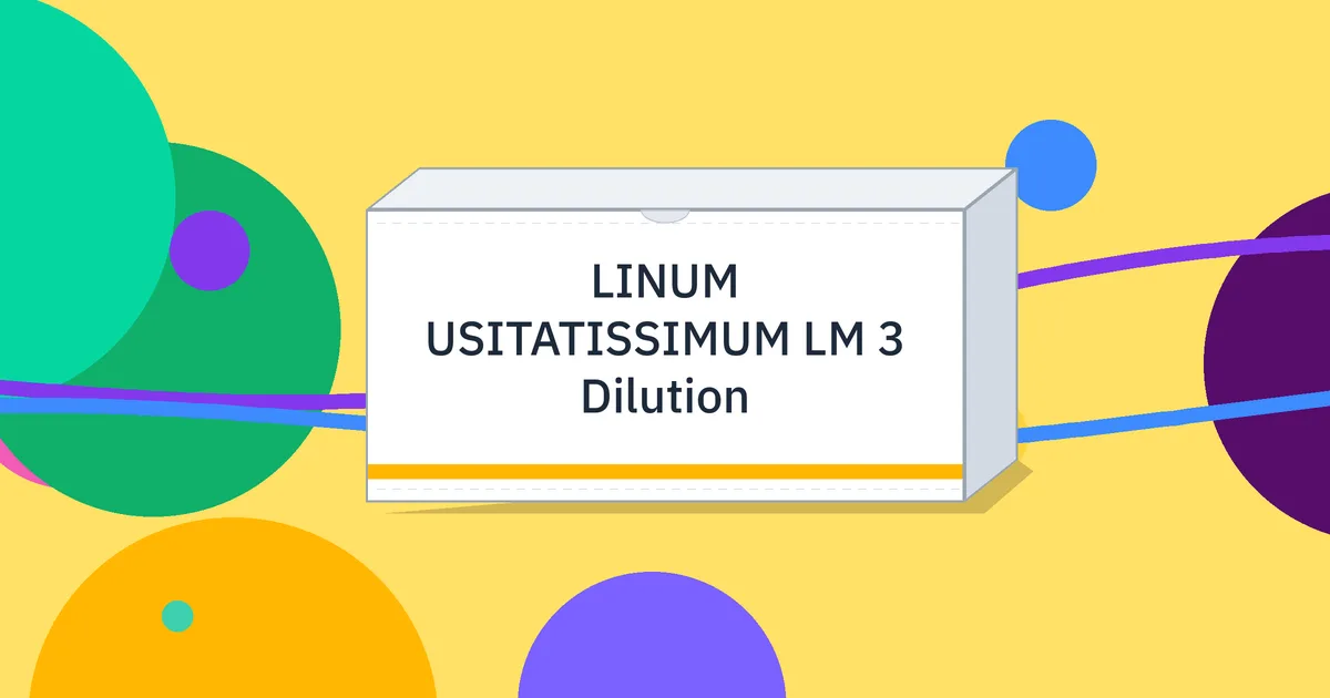 Symbolbild: Packung mit der Aufschrift LINUM USITATISSIMUM LM 3 Dilution (PZN 13530478) – Verfügbarkeit und Bezug in Apotheken in Frankfurt am Main