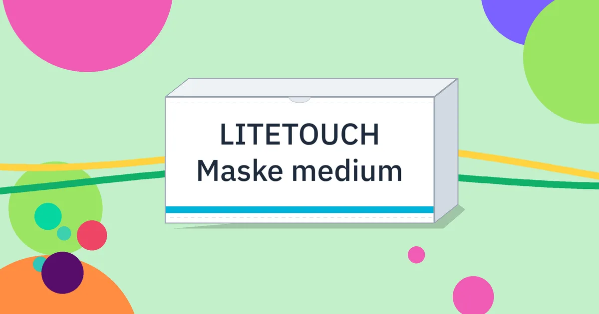Symbolbild: Packung mit der Aufschrift LITETOUCH Maske medium (PZN 09693453) – Verfügbarkeit und Bezug in Apotheken in Frankfurt am Main