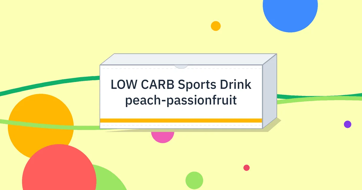 Symbolbild: Packung mit der Aufschrift LOW CARB Sports Drink peach-passionfruit (PZN 13579467) – Verfügbarkeit und Bezug in Apotheken in Frankfurt am Main