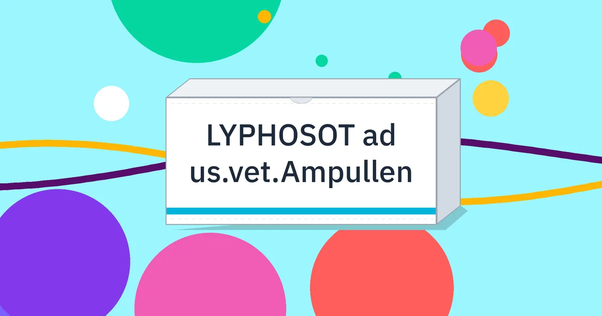 Symbolbild: Packung mit der Aufschrift LYPHOSOT ad us.vet.Ampullen (PZN 10985988) – Verfügbarkeit und Bezug in Apotheken in Frankfurt am Main