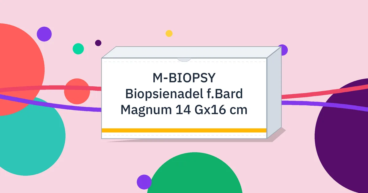 Symbolbild: Packung mit der Aufschrift M-BIOPSY Biopsienadel f.Bard Magnum 14 Gx16 cm (PZN 11285603) – Verfügbarkeit und Bezug in Apotheken in Frankfurt am Main