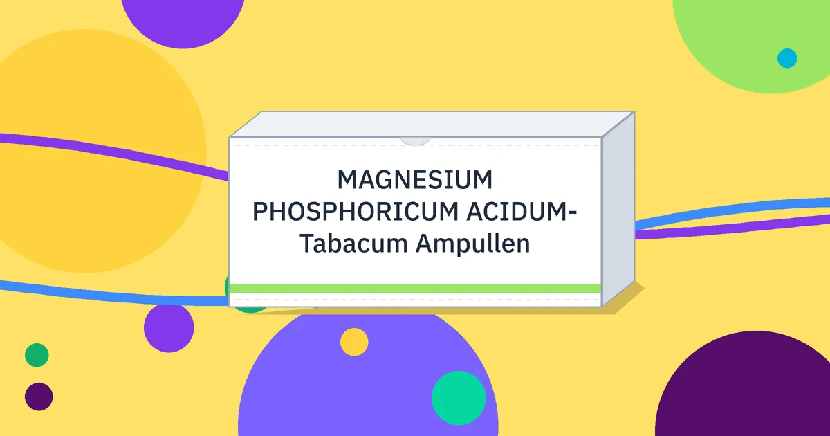 Symbolbild: Packung mit der Aufschrift MAGNESIUM PHOSPHORICUM ACIDUM-Tabacum Ampullen (PZN 01623967) – Verfügbarkeit und Bezug in Apotheken in Frankfurt am Main