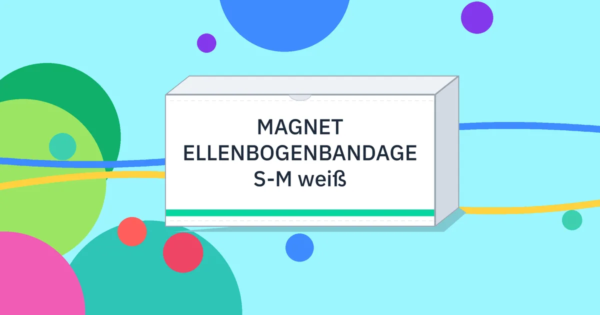 Symbolbild: Packung mit der Aufschrift MAGNET ELLENBOGENBANDAGE S-M weiß (PZN 20136262) – Verfügbarkeit und Bezug in Apotheken in Frankfurt am Main
