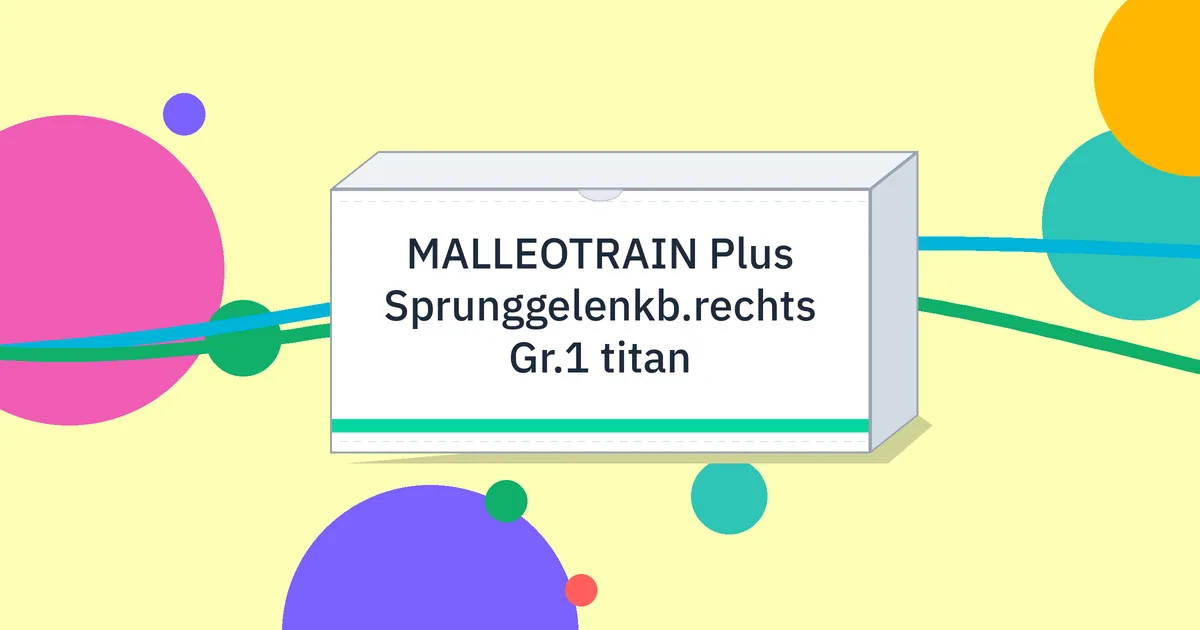 Symbolbild: Packung mit der Aufschrift MALLEOTRAIN Plus Sprunggelenkb.rechts Gr.1 titan (PZN 06908953) – Verfügbarkeit und Bezug in Apotheken in Frankfurt am Main