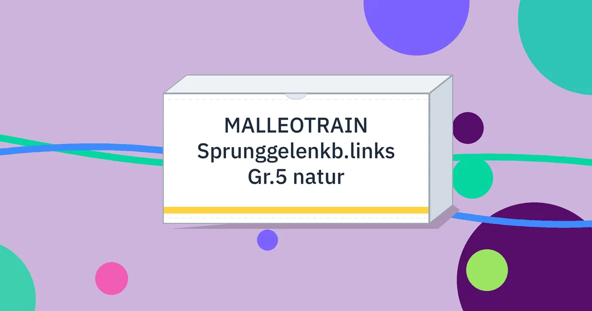 Symbolbild: Packung mit der Aufschrift MALLEOTRAIN Sprunggelenkb.links Gr.5 natur (PZN 01283827) – Verfügbarkeit und Bezug in Apotheken in Frankfurt am Main