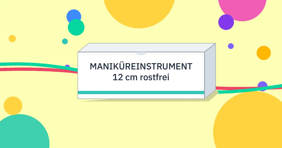 Symbolbild: Packung mit der Aufschrift MANIKÜREINSTRUMENT 12 cm rostfrei (PZN 17289393) – Verfügbarkeit und Bezug in Apotheken in Frankfurt am Main