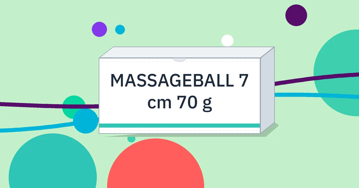 Symbolbild: Packung mit der Aufschrift MASSAGEBALL 7 cm 70 g (PZN 11807579) – Verfügbarkeit und Bezug in Apotheken in Frankfurt am Main