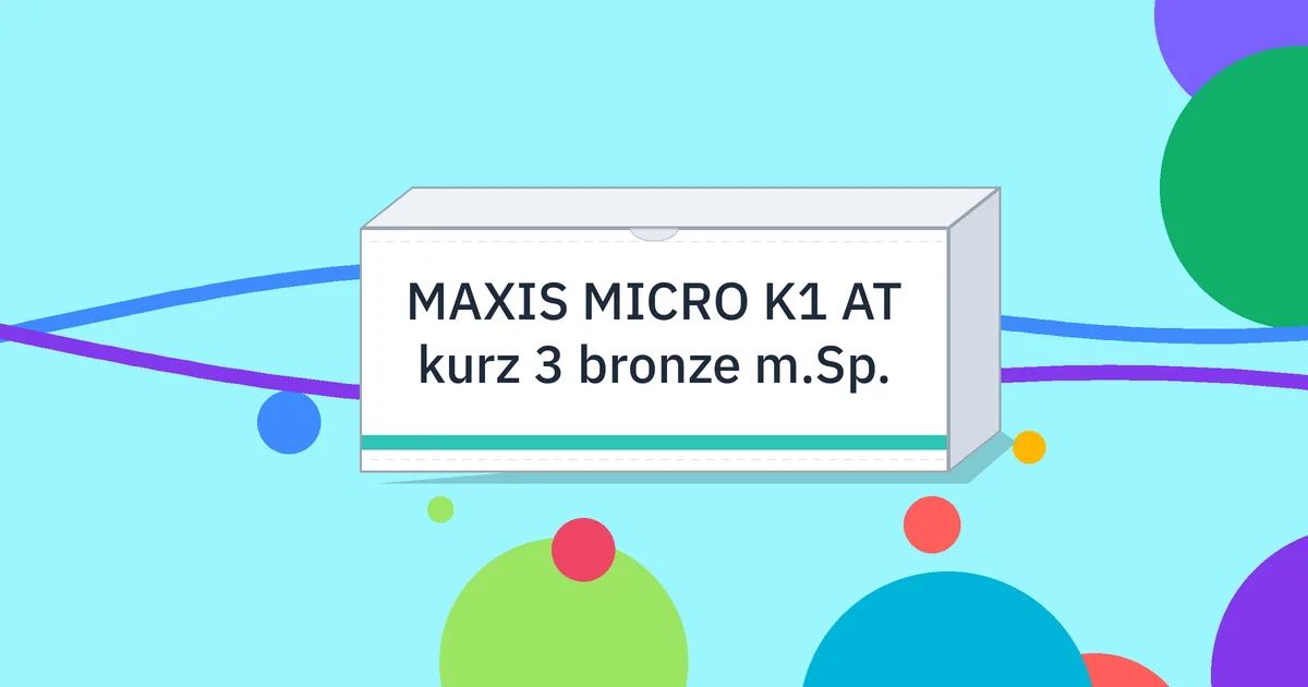 Symbolbild: Packung mit der Aufschrift MAXIS MICRO K1 AT kurz 3 bronze m.Sp. (PZN 17671566) – Verfügbarkeit und Bezug in Apotheken in Frankfurt am Main