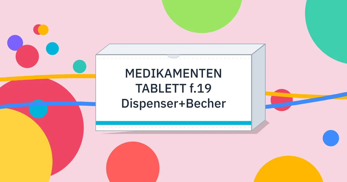 Symbolbild: Packung mit der Aufschrift MEDIKAMENTEN TABLETT f.19 Dispenser+Becher (PZN 09301766) – Verfügbarkeit und Bezug in Apotheken in Frankfurt am Main