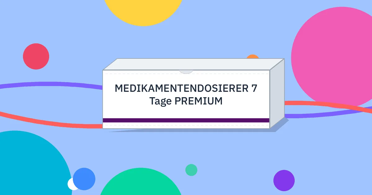 Symbolbild: Packung mit der Aufschrift MEDIKAMENTENDOSIERER 7 Tage PREMIUM (PZN 16046346) – Verfügbarkeit und Bezug in Apotheken in Frankfurt am Main